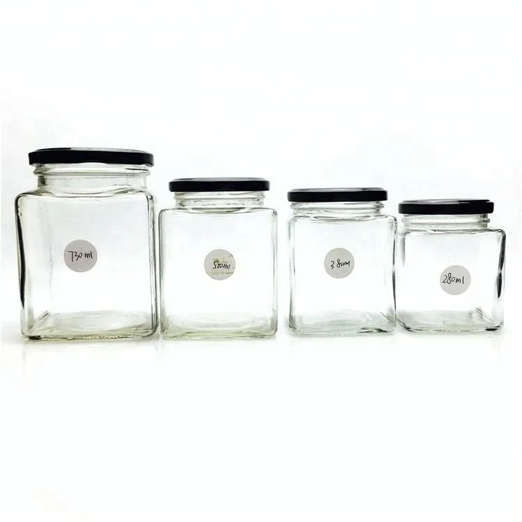 Victorian square glass spice jar ,glass square jar 100ml 200ml 280ml ...
