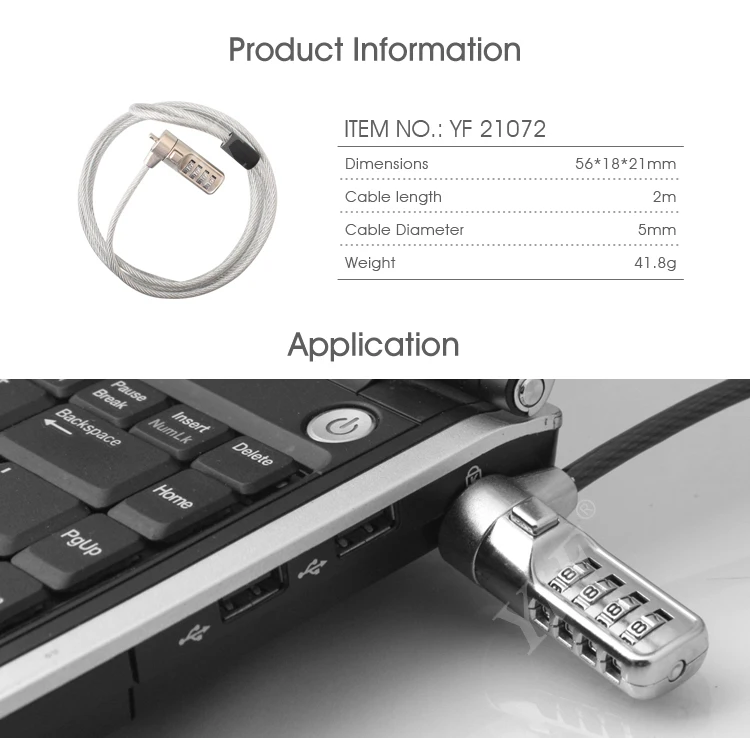 New Type 4 Digit Security Notebook Laptop Code Cable Lock - Buy Laptop ...