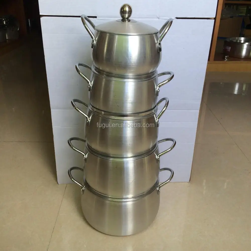 5PCS Belly Pot Cookware Set - Durable Aluminum Cooking Tools