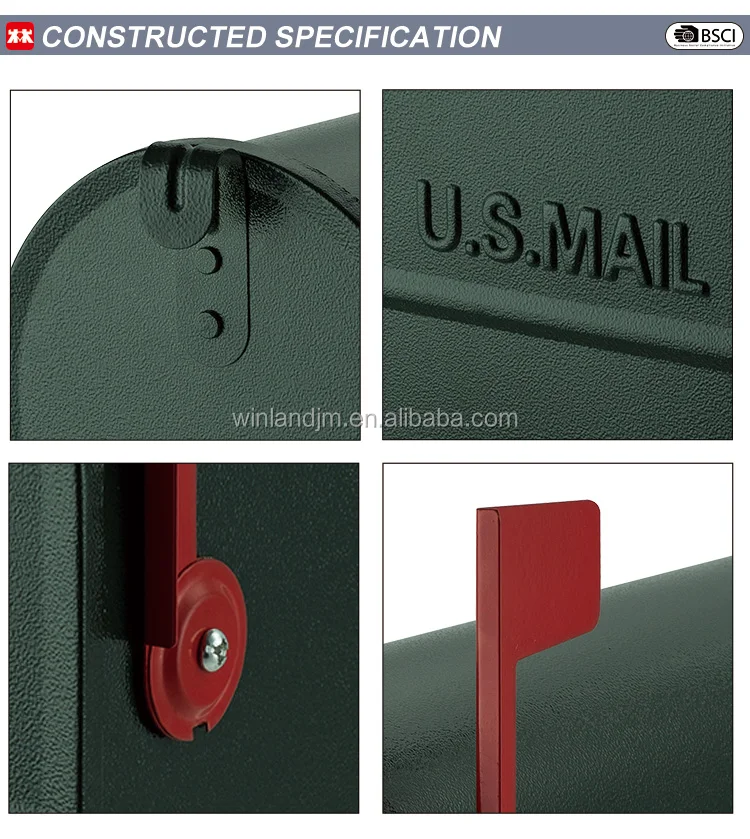Mailbox with Flag - USA Style Letter Box by Winland