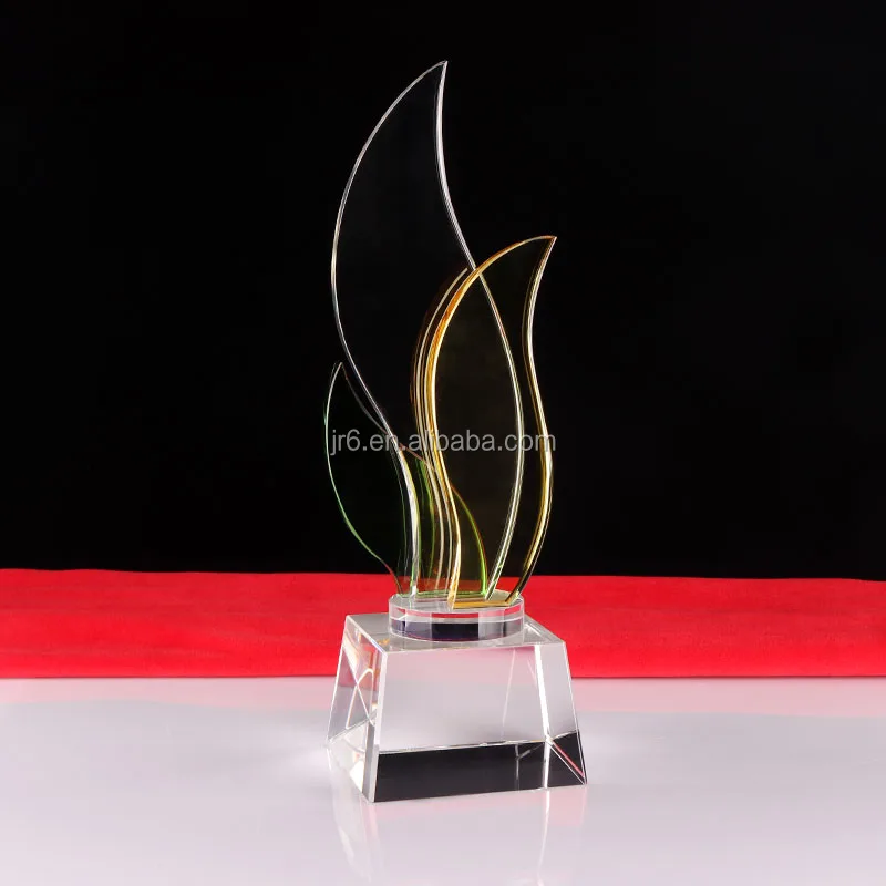 Pujiang Manufacturer Colourful Crystal Flame Trophy