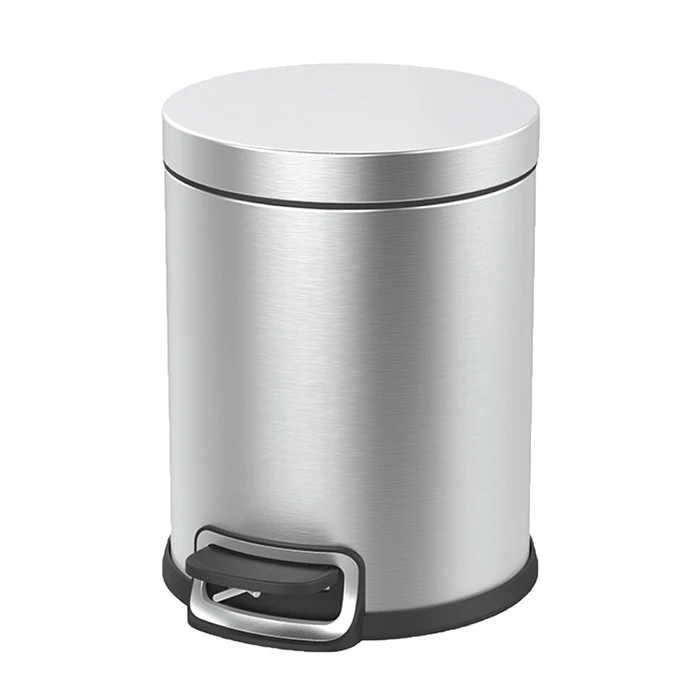 Household Stainless Steel Cylinder Trash Bin Metal Dust Bin Kitchen ...