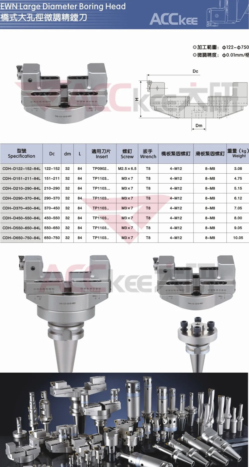 Acckee 1 Large Diameter Boring Head/modular Adjustable Finish Milling ...