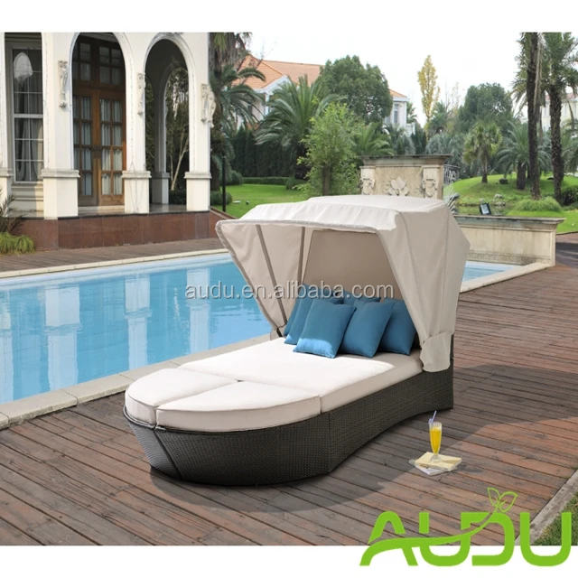 Double All Weather Wicker Pool Cheap Round Rattan Outdoor Chaise Lounge ...