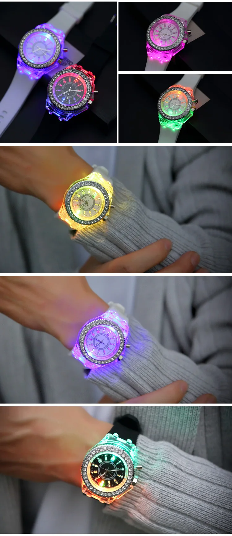 Hot Selling Fashion Promotion Geneva Led Light Watch Men Quartz Watch ...