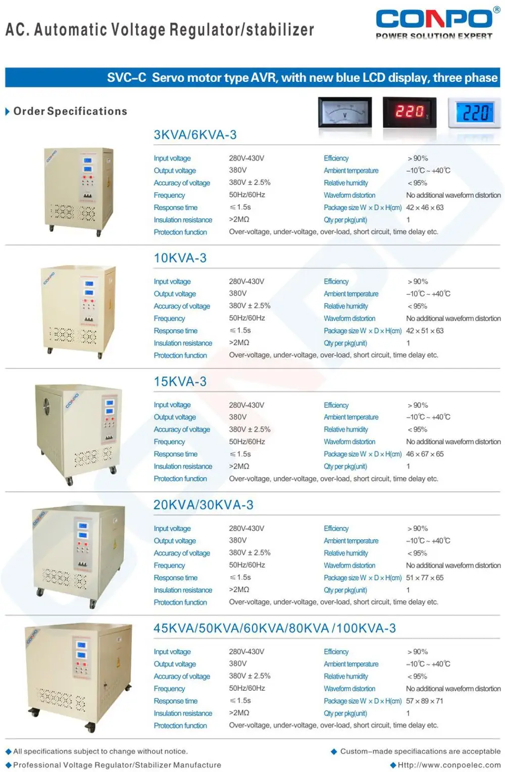 Svc-c20k-3 20kva Three Phase Servomotor-type Ac Automatic Voltage ...