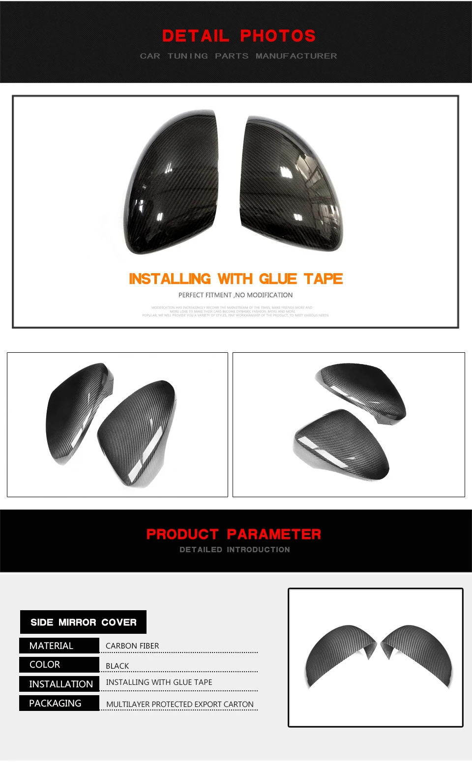 Carbon Fiber Car Outer Mirrors For Porsche Panamera 2117-2018 For Left ...