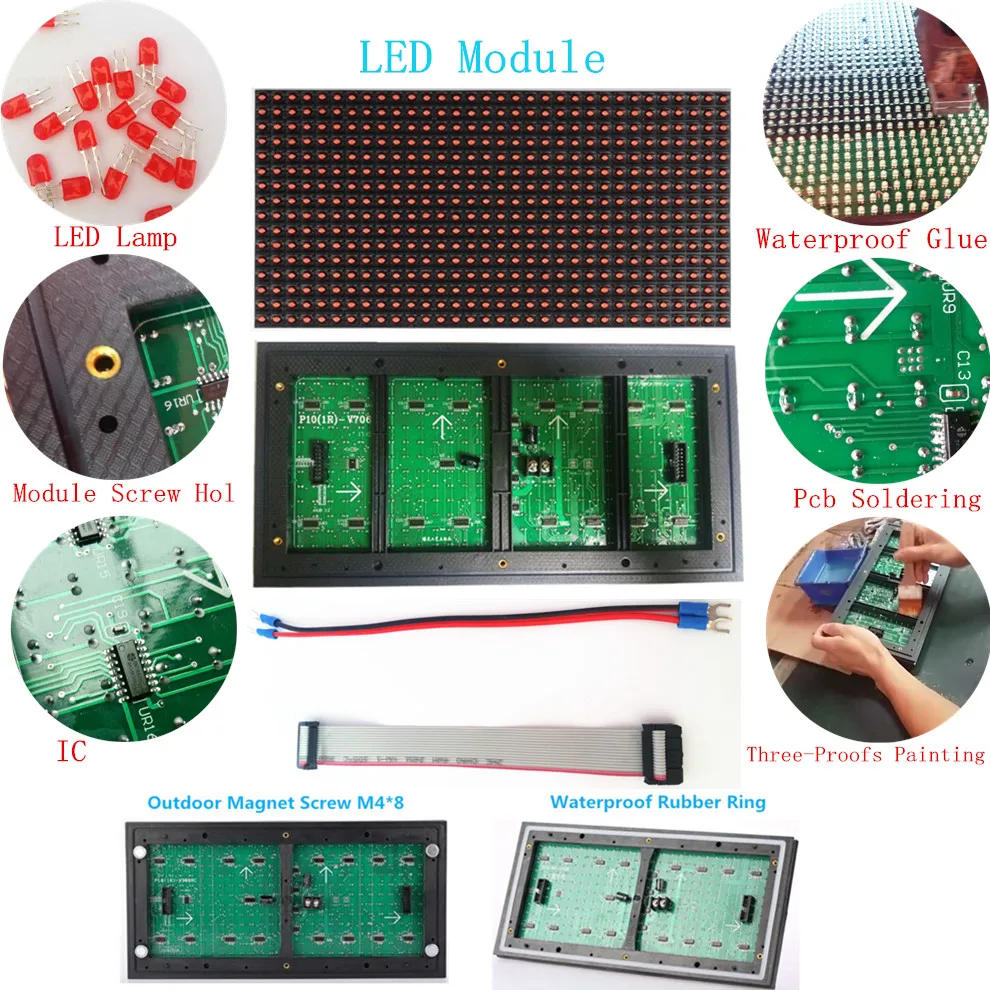 P10 Waterproof Outdoor Single Red Color LED Display Panel