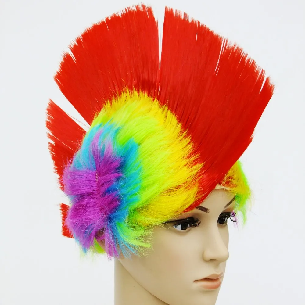 Factory Wholesale Checkered Mohawk Punk Spikey Purple Blue Men Costume ...