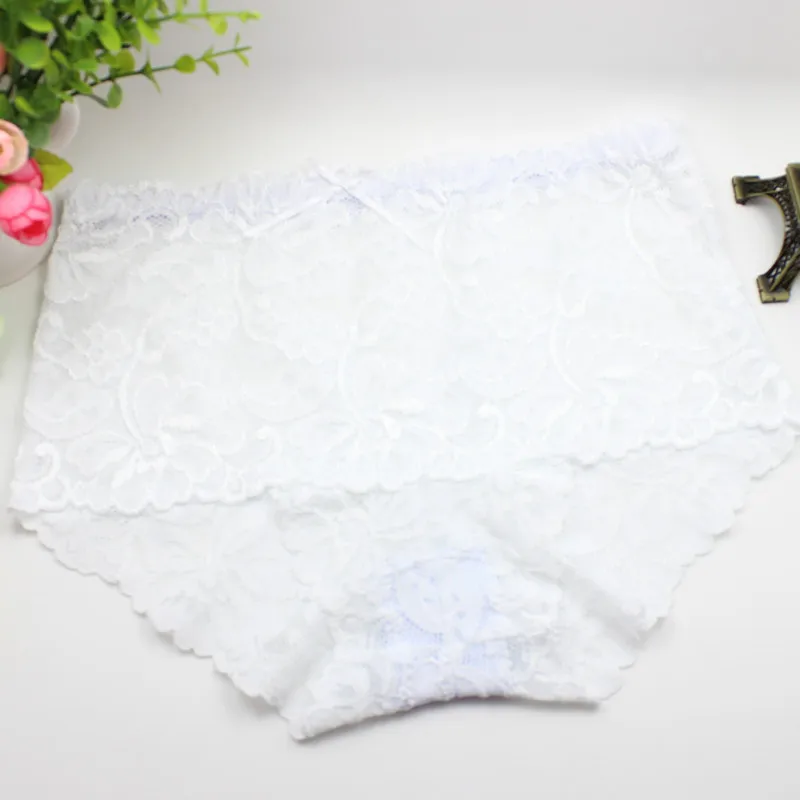 Women's Fashion Transparent Sexy Flowers Lace Panties Seamless Panty Briefs Plus Size Underwear ...