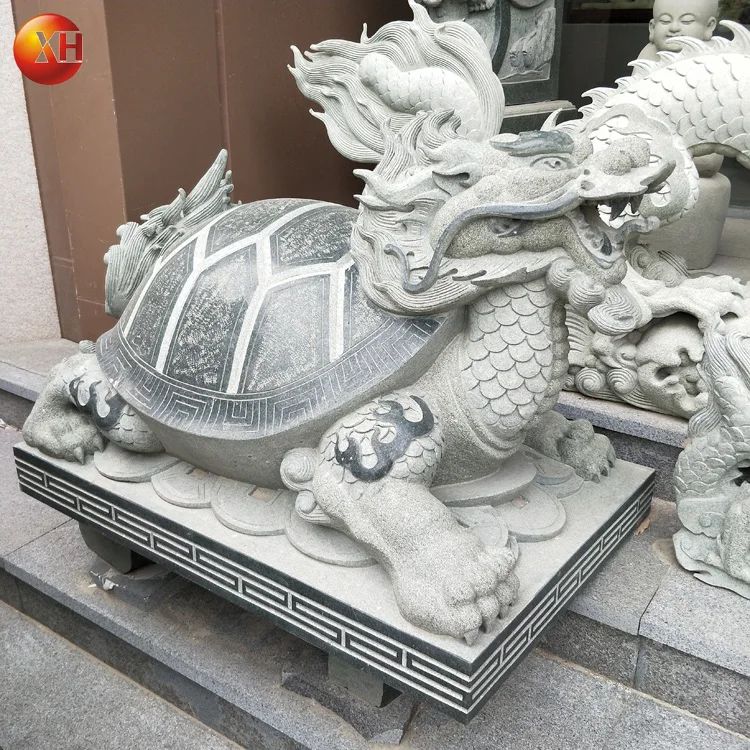 Natural Granite Stone Carved Dragon Turtle for Home Decoration