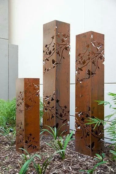 Corten Steel Rust Colour Bollard Lights for Garden