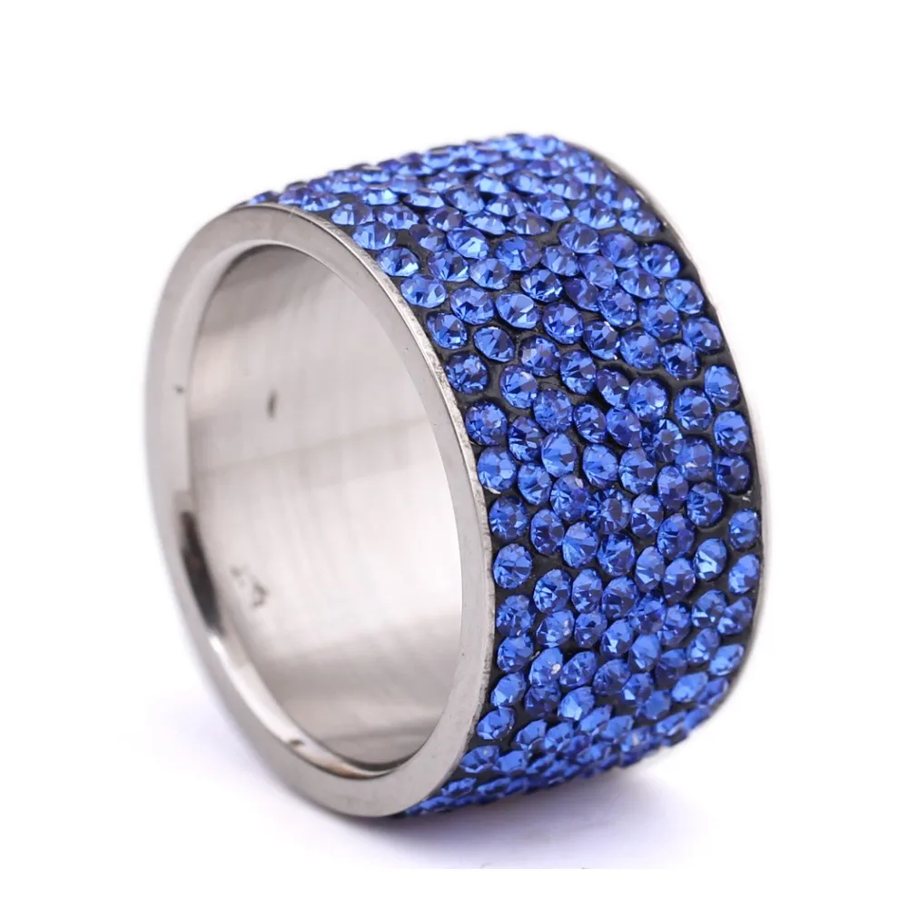 Wholesale 8 Rows Crystal Broad Rings For Women Wide Multicolor ...