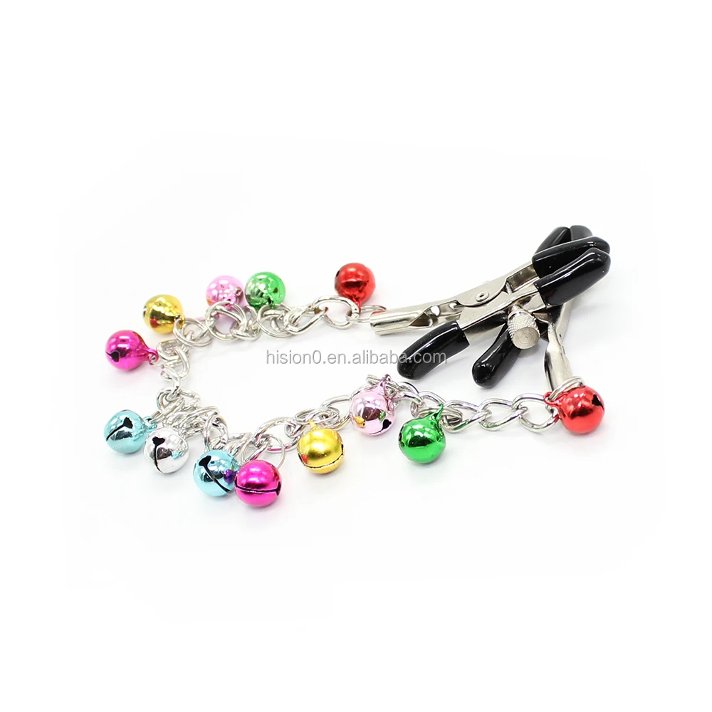 Colorful Bells Decorative Chain Nipple Clamps - Adult Fun