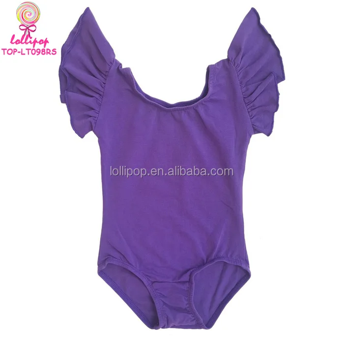 Solid Red Girls Ballet Leotard Dancewear Kid Flutter Short Sleeve ...