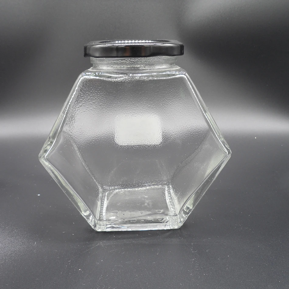 Luxury Good Quality Wood Dipper Hexagon Honey Glass Jar Bottle ...