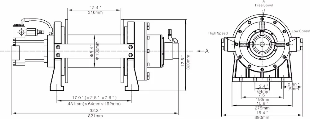 2 Stage Planetary Reducer Hydraulic Winch 10 Ton - Runva