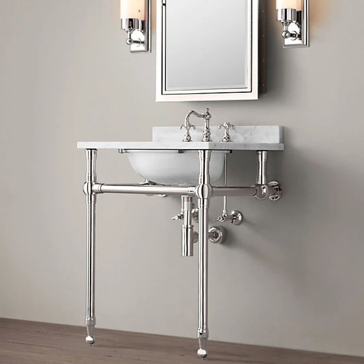 Prefab Carrara Marble Top With Metal Frame Vanity - Buy Metal Frame ...