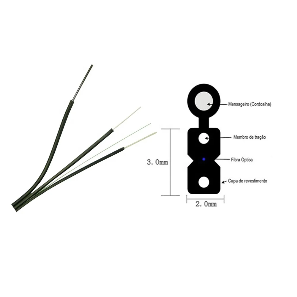 Outdoor Ftth Low Friction Fiber Flat Drop Cable 1core Ftth G657a Fig8 ...