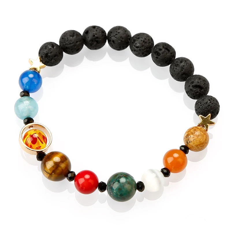 Rope Braided String Planet Stone Bead Bracelet Weaving Solar System ...