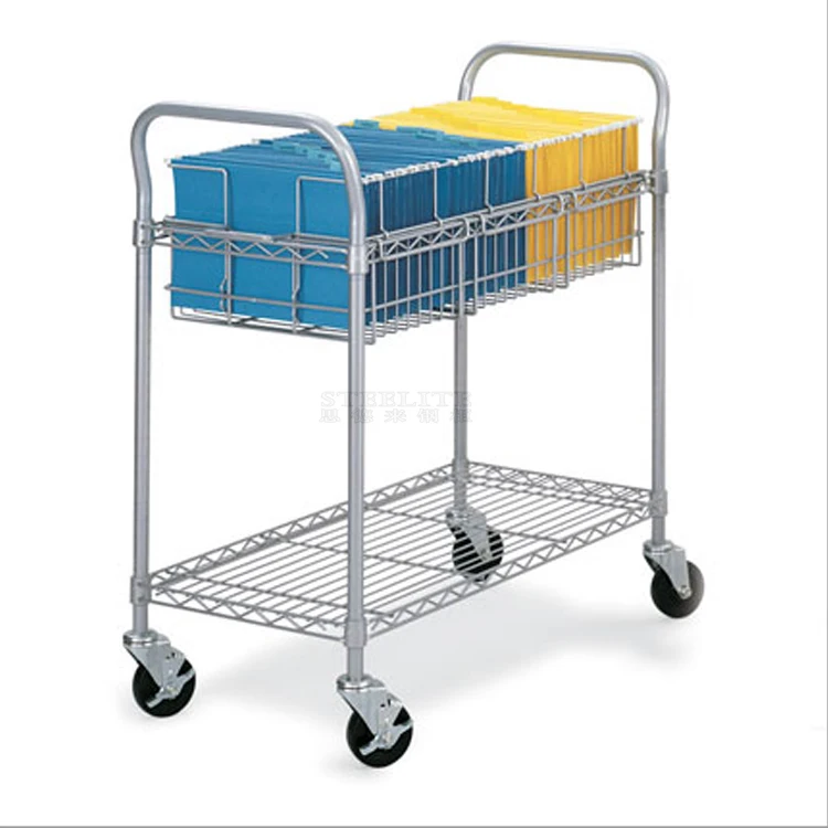 New Design Mobile Book Cart Library Book Trolley Metal Cart With Wheels ...