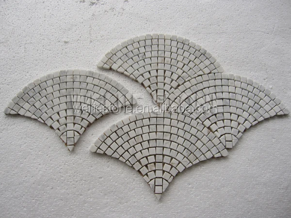 Bianco Carrara White Marble Mosaic Fan Shaped Tile In Mesh Mounted ...
