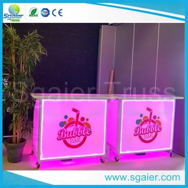 Portable Folding Bar Counter Commercial Furniture DJ Bar with LED Light ...