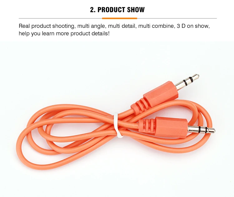 Orange AUX Cable - Hi-Fi Sound Quality 3.5mm Audio Cord