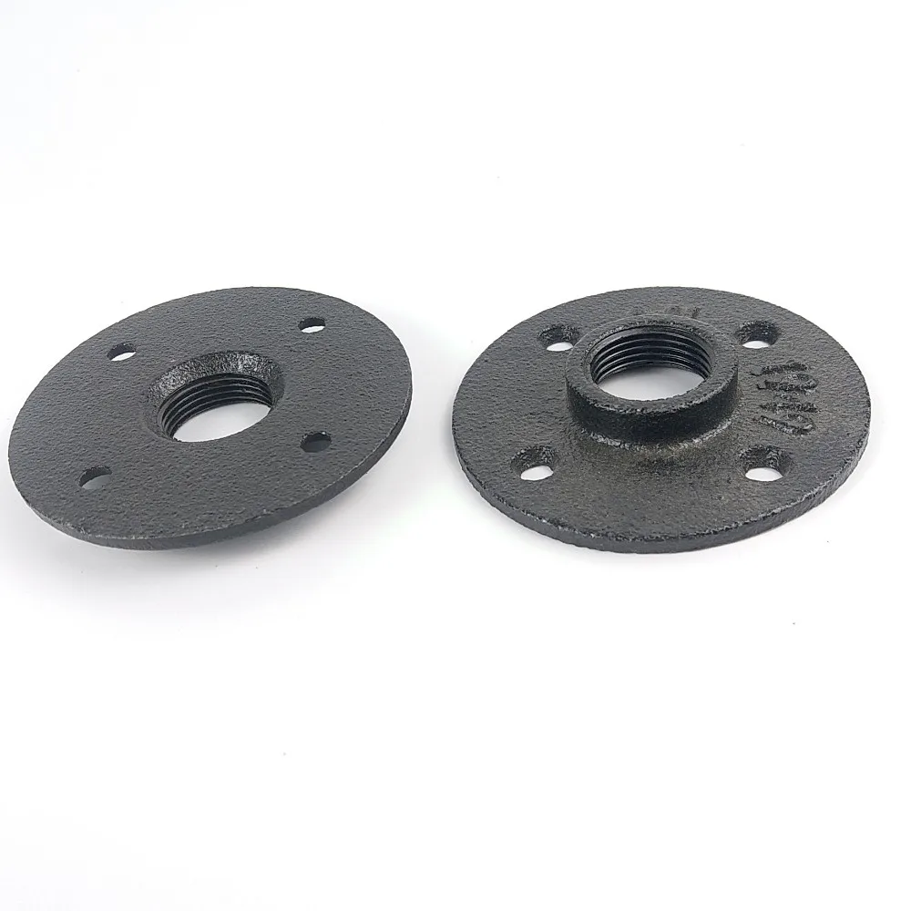 10 Pack 1/2 inch DN15 Black Cast Iron Floor Flange with Threaded Hole ...
