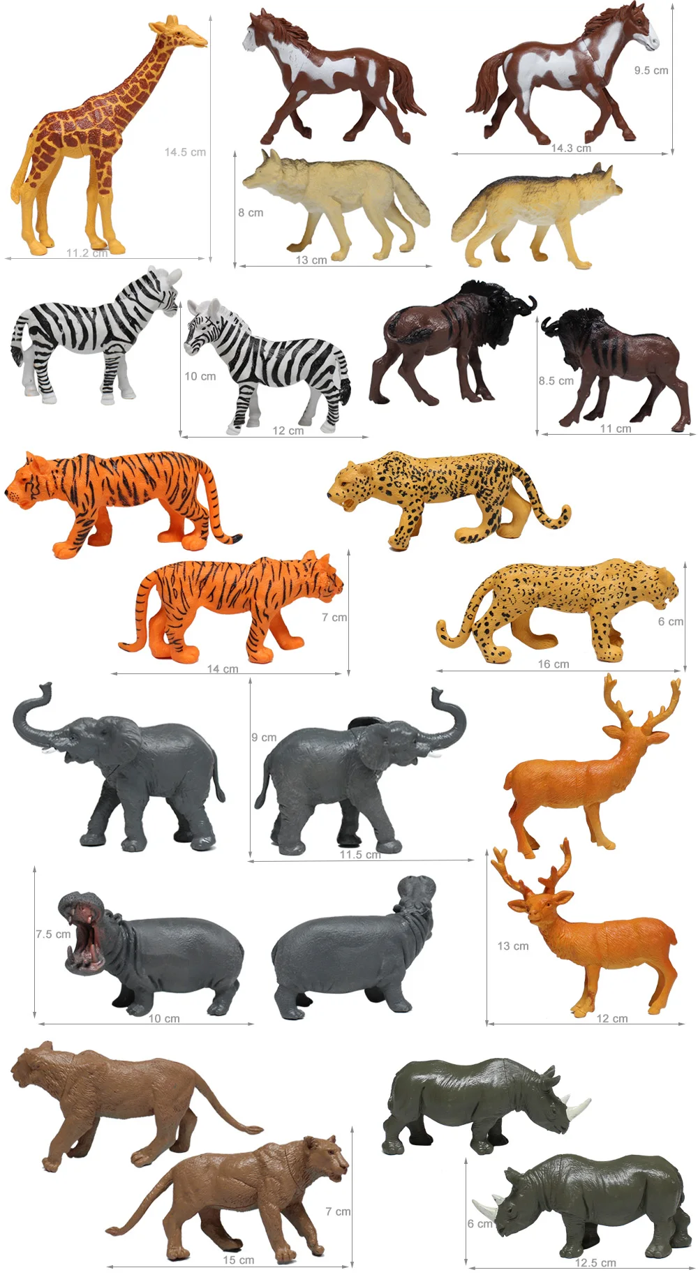 12 Pcs Hollow PVC Forest Wild Plastic Toy Animal for Decoration