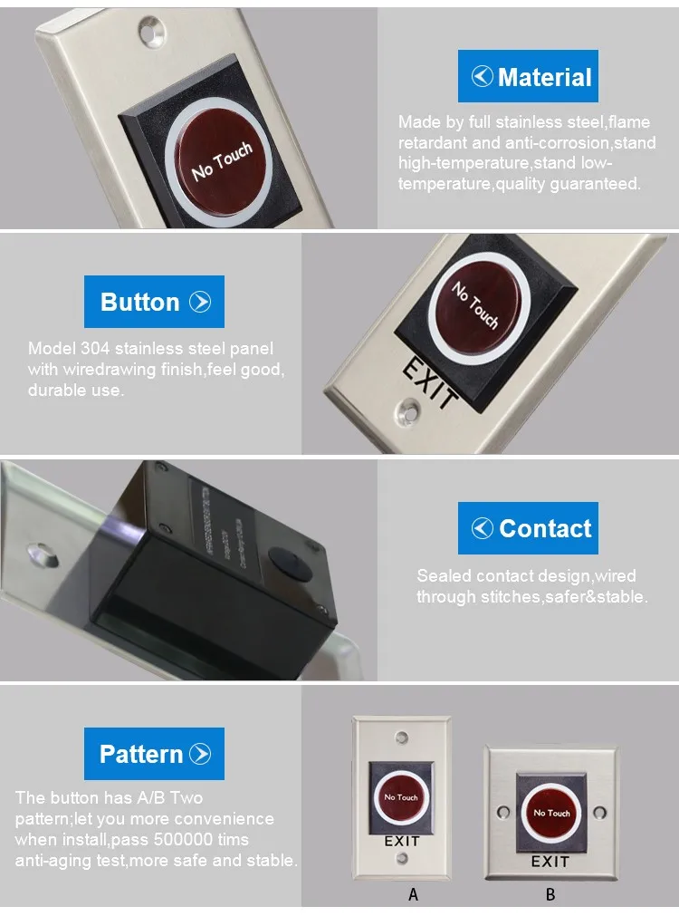 No Touch Exit Button Infrared Sensor Exit Button With Led Isk-840a(led ...