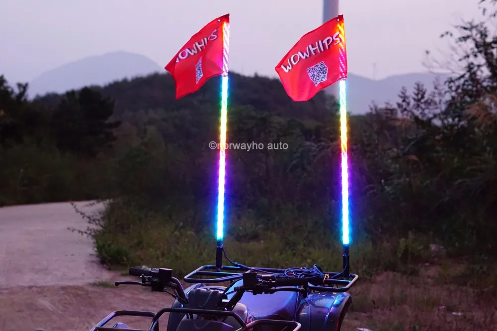 Motorcycle Antenna Flags - LED Whip for UTV, ATV, Jeep
