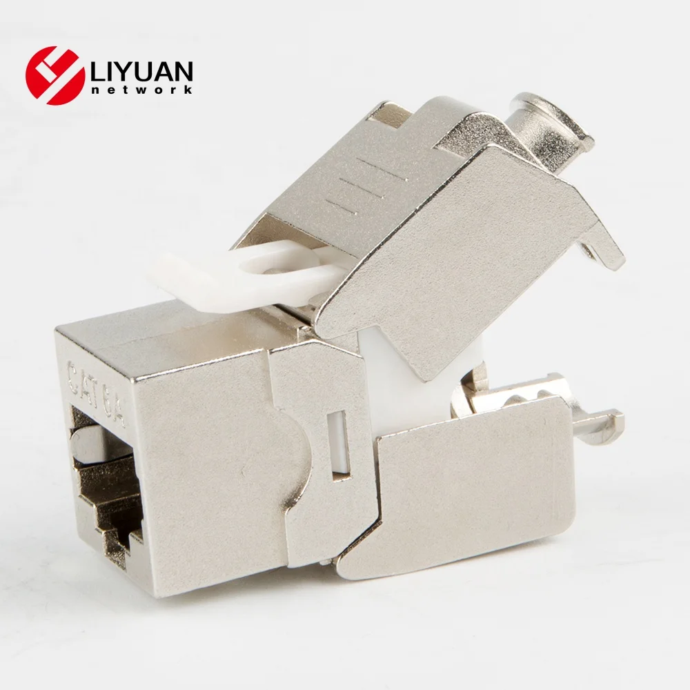 LIYUAN Cat6a RJ45 STP Tool-less Keystone Jack Adapter Zinc Alloy Module Shielded Modular Jack ...
