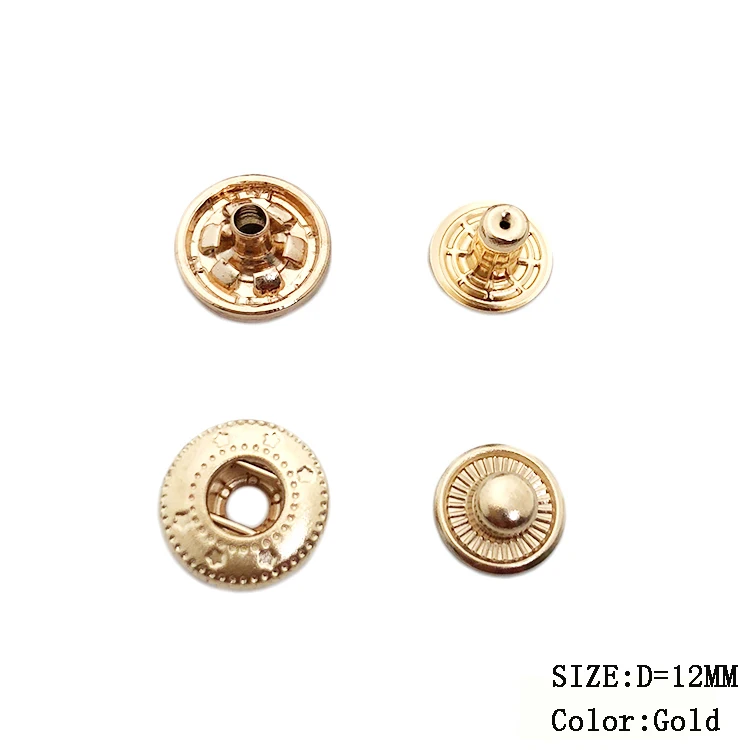 Wholesale Embossed Gold Logo Custom Metal Press Snap Button for Jacket