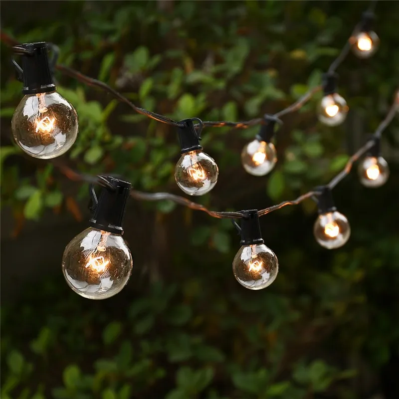 25ft Outdoor E12 G40 String Light With 25pcs Clear 5w Tungsten Bulb ...