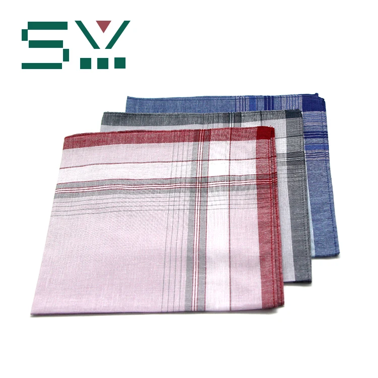 Custom Logo Mens Stripe Cotton Woven Handkerchief - Soft & Eco-friendly