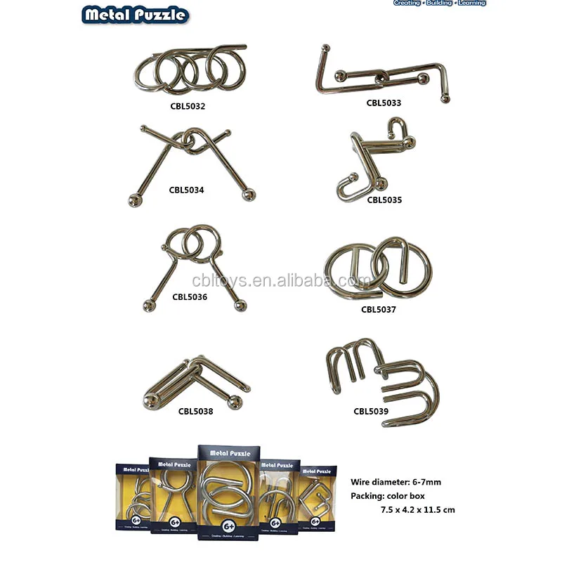 Classic IQ Metal Puzzle - E Shaped Brain Teaser for Kids