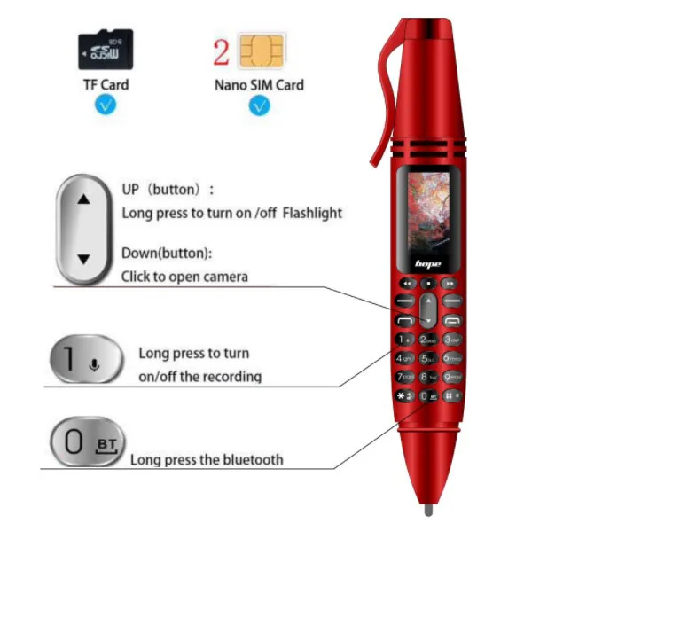 Hot Pen Mini Mobile Phone Dual Sim Card Dialer Cellphone With ...