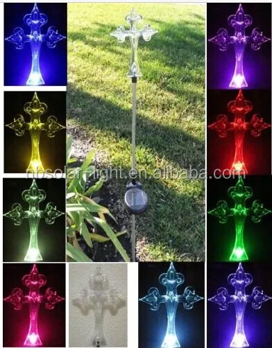 Solar Powered Cross Garden/yard Decor Stake Color Changing Led ...