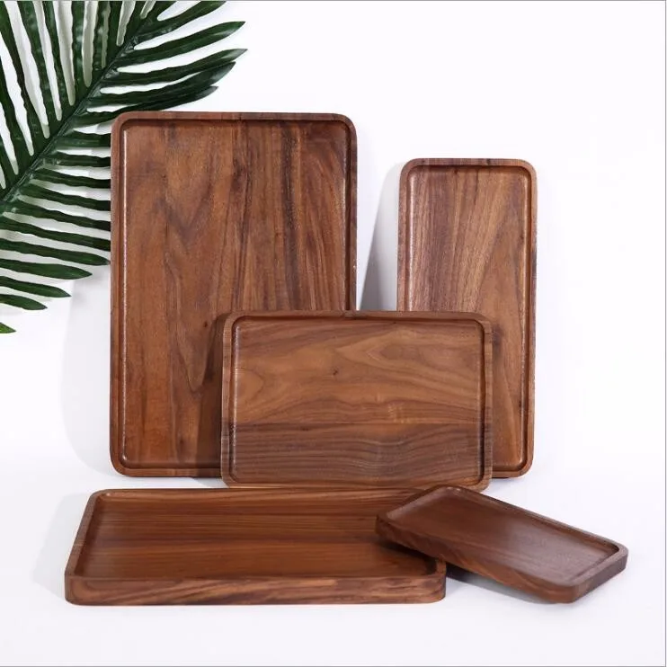 Rectangular Walnut Wood Coffee Serving Tray Food Wooden Trays - Buy ...