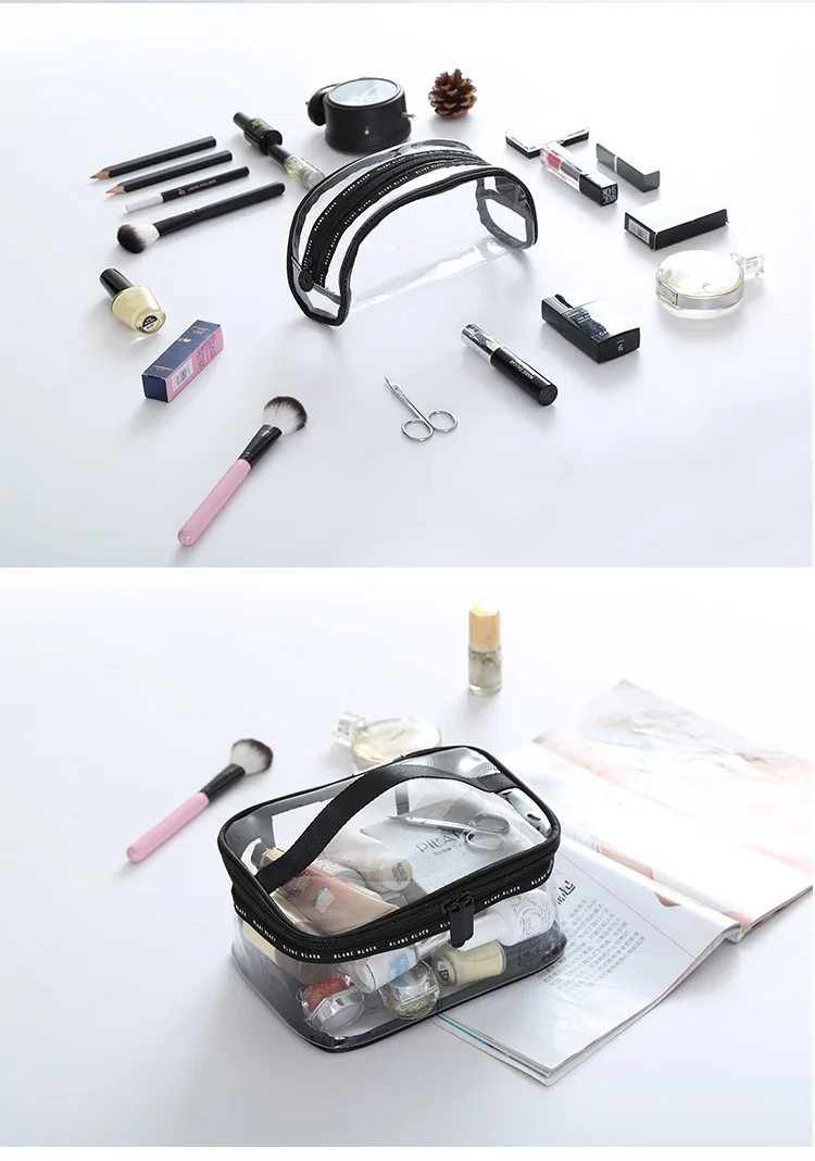 Pvc Clear Plastic Brush Makeup Bag,Custom Logo Print Clear Pvc Cosmetic ...
