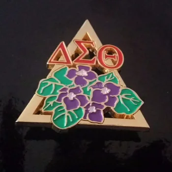 Newest Violet Flower Delta Sigma Theta Symbol Triangle Brooch Pin - Buy ...