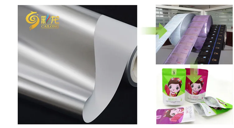 Vacuum metallized matte PET film labels printing food package comesitc ...