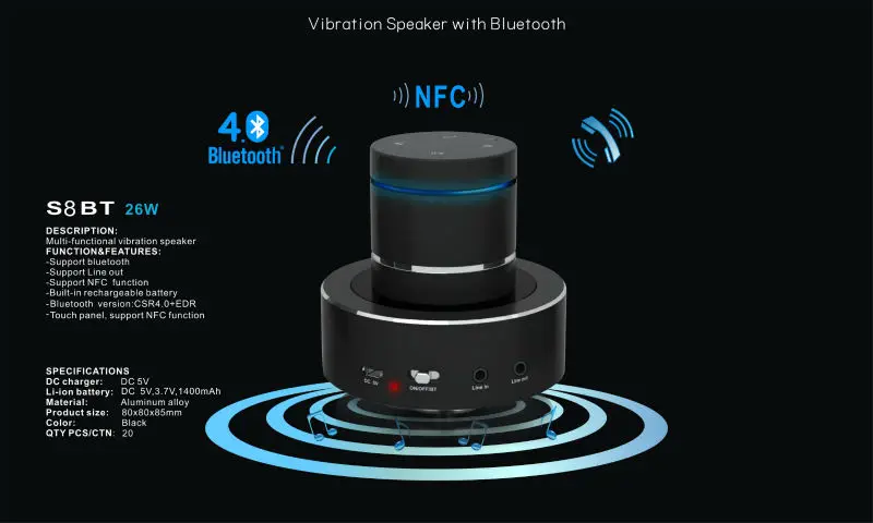 26W Surface Transducer Speaker - Powerful & Portable Sound