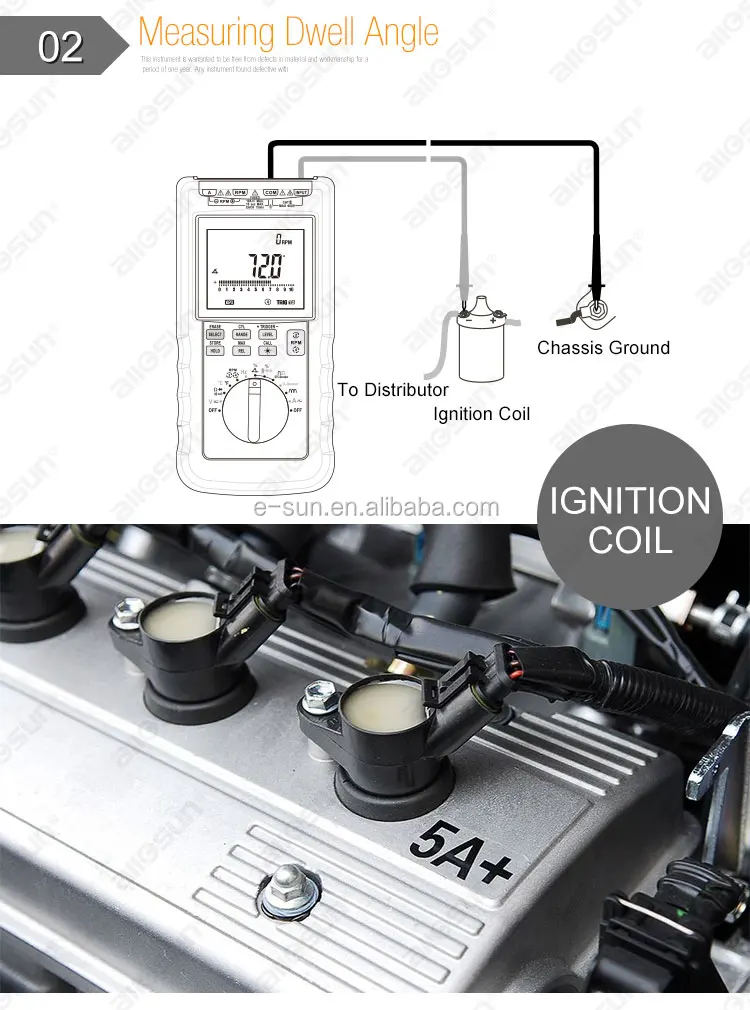 Allosun EM135 Car Diagnostic Tool - Automotive Multi-Meter for Engine ...