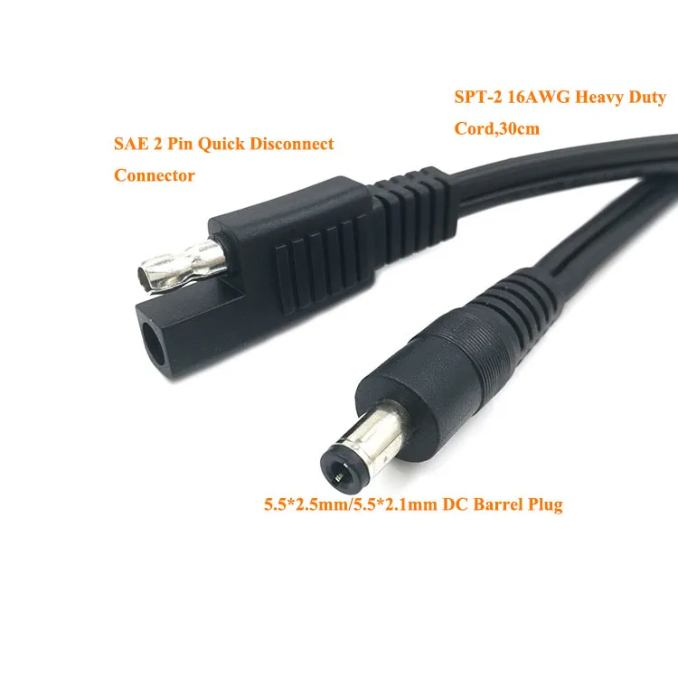 Spt-2 16awg 2 Pin Quick Disconnect Sae Plug Male Dc Jack 5.5x2.1 Bullt ...