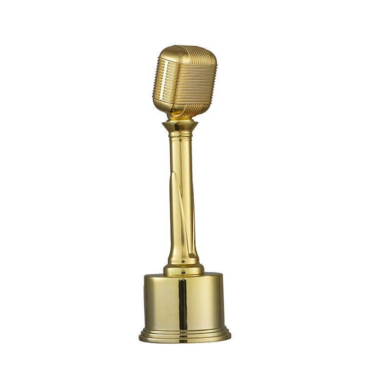 Custom China Metal Music Gold Microphone Award Trophy Cup For Souvenir ...