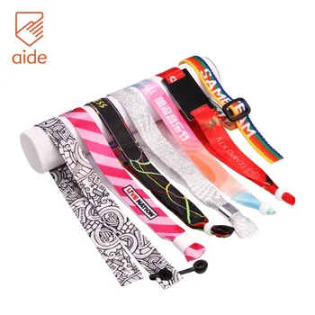 Customized All Inclusive Slide Lock Festival Woven Wristbands Textile ...