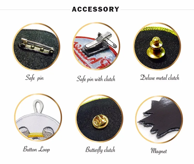 Custom Embroidery Textile Badges - Black Round Patches