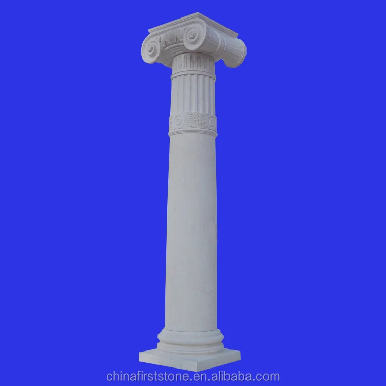 MCS242 White Limestone Column - Elegant House Decor Pillars